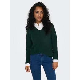 Only Damen V-Ausschnitt-Pullover "ONLCAMILLA V-NECK L/S PULLOVER KNT NOOS", gr&uuml;n, Gr. XL, meliert, Strick, Obermaterial: 74% Polyacryl, 24%