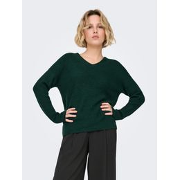 Only Damen Strickpullover "ONLCAMILLA V-NECK L/S PULLOVER KNT NOOS", gr&uuml;n, Gr. M, meliert, Strick, Obermaterial: 74% Polyacryl, 24% Polyester, 2%