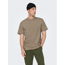 Only & Sons ONLY & SONS Herren Rundhalsshirt "ONSFRED RLX SS TEE", grau, Gr. XL, unifarben, Single Jersey, Obermaterial: 100% Baumwolle, Shirts, Baumwolle,