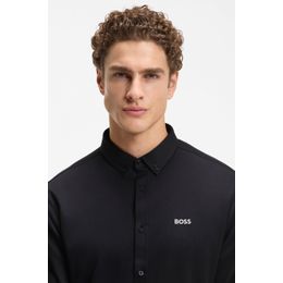 BOSS Green Herren Langarmhemd "B MOTION L", schwarz, Gr. XL, Web, Obermaterial: 100% Baumwolle, Hemden, mit Logo-Druck