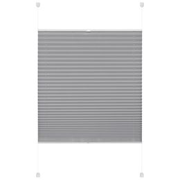 Plissee Gardinia, B:55cm H:130cm, grau, Obermaterial: 100% Polyester, Badezimmer, Plissees, "EASYFIX PIA", mit patentiertem Tr&auml;gersystem