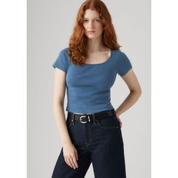 Levi's LEVI'S Damen T-Shirt "Levi's Essential T-Shirt mit quadratischem Ausschnitt", blau, Gr. L, unifarben, Feinripp, Obermaterial: 100% Baumwolle, Shirts,