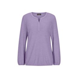 GOLDNER Damen Langarmshirt "Kurzgr&ouml;&szlig;e Elegante Bluse mit Zierblende, Rundhals", lila, Modisch, Gr. 24, Obermaterial: 80% Polyester PES. 15% Viskose