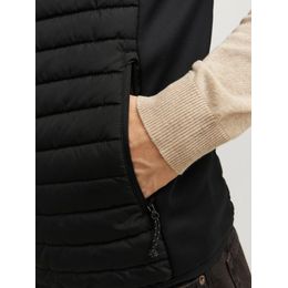 Jack & Jones JACK & JONES Herren Steppweste "JJEMULTI BODYWARMER COLLAR NOOS", schwarz, Gr. S, unifarben mit Farbeinsatz, Web, Obermaterial: 100% Polyester,