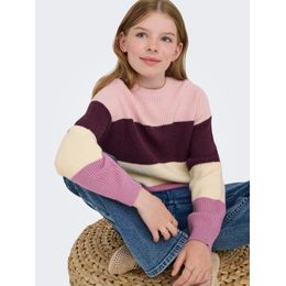 KIDS Only M&auml;dchen Strickpullover "KOGSANDY L/S STRIPE PULLOVER KNT NOOS", rosa, Gr. 158, gestreift, Strick, Obermaterial: 50% Viskose, 27% Nylon, 23%