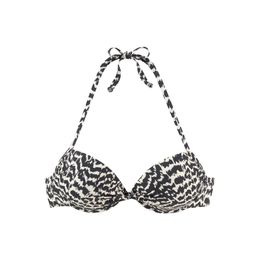 Lascana Damen Push-Up-Bikini-Top "Clara", beige, Gr. 36, bedruckt, Polyamid, Bikini-Oberteile, mit geknotetem Top
