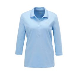 GOLDNER Damen Poloshirt "Kurzgr&ouml;&szlig;e Baumwollshirt mit Glanzakzenten", blau, Gr. 25, Obermaterial: 94% Baumwolle CO. 6% Elasthan EL., Shirts, Ohne