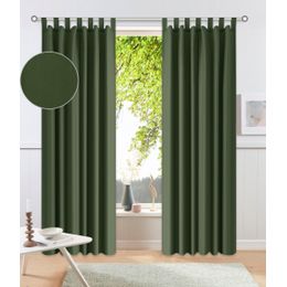 Vorhang OTTO HOME, B:140cm H:145cm, gr&uuml;n, Polyester, Recyceltes Material, Wohnzimmer, Gardinen, "Parry", 2-er Set, blickdicht, monochrom, basic