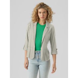 V&eacute;ro Moda VERO MODA Damen Kurzblazer "VMJESMILO 3/4 LOOSE BLAZER WVN NOOS", gr&uuml;n, Gr. L, gestreift, Web, Obermaterial: 55% Viskose, 45% Leinen, Blazer, mit