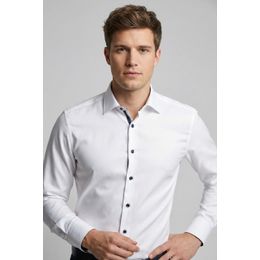 Langarmhemd MARVELIS, Herren, Gr. 43, N-Gr, wei&szlig;, Web, Obermaterial: 100% Baumwolle, unifarben, slim fit normal, 2-Knopf-Manschette, Hemden, Businesshemd, New-York-Kentkragen, unifarben, schmale Passform