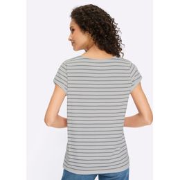 Heine Damen T-Shirt "Ringelshirt", grau, Gr. 34, gemustert, mehrfarbig, 100% Baumwolle, Shirts