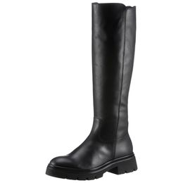Gabor Damen Stiefel, Gr. 39, schwarz, Kalbsleder, Textil, unifarben, Schuhe, Blockabsatz, Langschaftstiefel in cleaner Optik