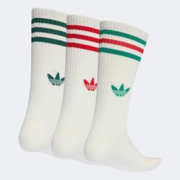 Damen Sportsocken "3-STREIFEN HIGH CREW, 3 PAAR", adidas originals, Gr. L, wei&szlig;, Obermaterial: 51% Baumwolle, 46% Polyester, 2% Elasthan, 1%