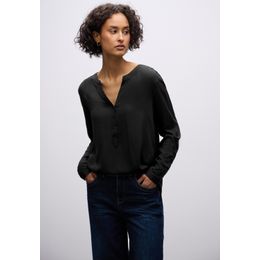 Street One Damen Langarmbluse, schwarz, Gr. 34, unifarben, Stoff, 100% Viskose, Blusen, aus softer Viskose