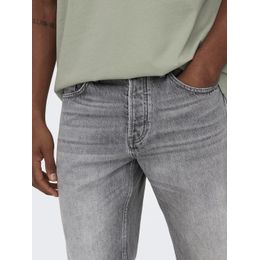 Only & Sons ONLY & SONS Herren Regular-fit-Jeans "ONSEDGE STRAIGHT BROMO 0017 DOT DNM NOOS", blau, Gr. 33, Abriebeffekte, Denim/Jeans, Obermaterial: 100%