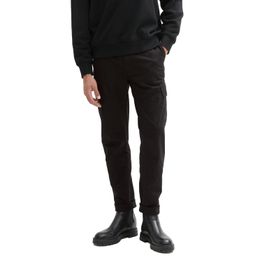Herren Cargohose, schwarz, Gr. L, Tom Tailor Denim, unifarben, Web, Obermaterial: 98% Baumwolle, 2% Elasthan, Hosen, mit Taschen