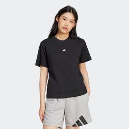 Damen T-Shirt "ESSENTIALS SMALL LOGO COTTON", schwarz-wei&szlig;, Gr. M, adidas Sportswear, Obermaterial: 100% Baumwolle, Shirts, Basic Design,