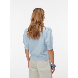 V&eacute;ro Moda VERO MODA Damen Rundhalspullover "VMDOFFY 2/4 O-NECK PULLOVER GA NOOS", blau, Gr. S, meliert, Strick, Obermaterial: 94% Polyester, 3% Elasthan, 3%