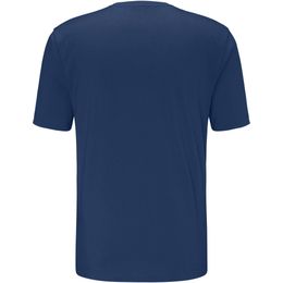 Fynch-Hatton Herren T-Shirt "Fynch-Hatton Basic T-Shirt", blau, Gr. L, bestickt, unifarben, Single Jersey, Obermaterial: 100% Baumwolle, Shirts,