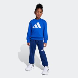 Jungen Trainingsanzug "LK BL FL JOG", blau, Gr. 128, adidas Sportswear, Obermaterial: 70% Baumwolle, 30% Polyester, Sportanz&uuml;ge