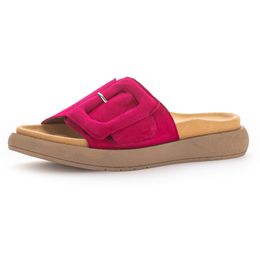 Gabor Damen Pantolette, Gr. 40, pink, Ziegenveloursleder, unifarben, Schuhe, Plateau, Sommerschuh, Schlappen mit gro&szlig;er Zierschnalle
