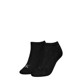 Damen Sneakersocken "CKJ WOMEN SNEAKER 2P GLOSSY", Calvin Klein Jeans, Gr. 39, schwarz, Baumwollmischung, Socken, Markenlogo, niedriger Schnitt