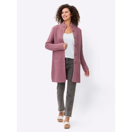 Heine Damen Longstrickjacke, rosa, Gr. 46, unifarben, 85% Polyacryl, 15% Wolle, Strickjacken