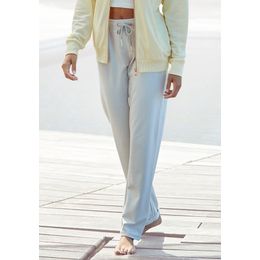 Lascana Damen Sweathose, Gr. 36, grau, angeraute Sweatware, Obermaterial: 50% Baumwolle, 50% Polyester, unifarben, Hosen, mit seitlichen