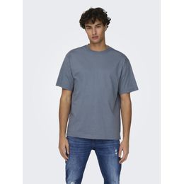 Only & Sons ONLY & SONS Herren Rundhalsshirt "ONSFRED RLX SS TEE", grau, Gr. M, unifarben, Single Jersey, Obermaterial: 100% Baumwolle, Shirts, Baumwolle,