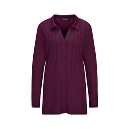 GOLDNER Damen Langarmshirt "Halbarm Blusenshirt mit Hemdkragen", rot, Modisch, Gr. 40, Obermaterial: 95% Viskose CV. 5% Elasthan EL., Shirts, Biesen