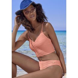 Sunseeker Damen Crop-Bikini-Top "Loretta", orange, Gr. 34, Strukturmuster, unifarben, Polyamid, Bikini-Oberteile, mit Strukturmuster