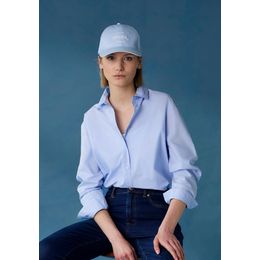 Lascana Damen Hemdbluse, blau, Gr. 42, unifarben, Web, Obermaterial: 100% Baumwolle, Blusen, hinten l&auml;nger geschnitten, Damenbluse aus Baumwolle,