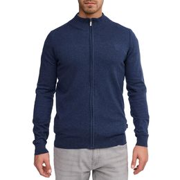 INDICODE Herren Strickjacke "Tinos", blau, Gr. M, unifarben, Strick, Obermaterial: 80% Baumwolle, 20% Polyamid, Strickjacken