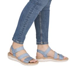 Remonte Damen Keilsandalette, Gr. 44, blau, Bast, Lederimitat, unifarben, Schuhe, Riemchensandale, Bequemschuh, Sommerschuh mit Soft-Fu&szlig;bett
