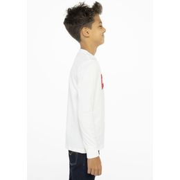 LEVI'S KIDS Jungen Langarmshirt "L/S BATWING TEE", wei&szlig;, Gr. 6, bedruckt, Jersey, Obermaterial: 100% Baumwolle, Shirts, mit Logo Print for BOYS
