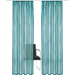 Gardine OTTO HOME, B:140cm H:175cm, blau, Voile, Polyester, Wohnzimmer, Gardinen, "Dimona", 2er-Set, transparent, Voile, Polyester