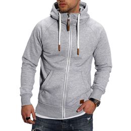behype Herren Sweatjacke "BHTANSER", grau, Gr. M, unifarben, 70% Baumwolle, 30% Polyester, Sweatjacken, mit praktischem Kordelzug