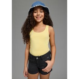 Bruno Banani M&auml;dchen T-Shirt "2er Pack Tank Tops, modische Basics f&uuml;r M&auml;dchen", gelb, Gr. 128, unifarben, Single Jersey, Obermaterial: 95% Baumwolle,