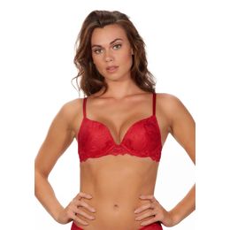 After Eden Damen Push-up-BH "ANNA", Gr. 80, rot, Spitze, Obermaterial: 85% Polyamid, 15% Elasthan, unifarben, BHs, mit Schale, mit B&uuml;gel, mit Spitze,