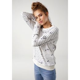 Kangaroos Damen Sweatshirt, beige, Gr. 48, bedruckt, kontrastfarbene Details, meliert, Interlock, Obermaterial: 99% Baumwolle, 1% Viskose,