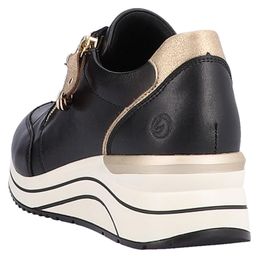 Remonte Damen Keilsneaker, Gr. 38, schwarz, Leder, Lederimitat, Schuhe, Freizeitschuh, Halbschuh, Schn&uuml;rschuh mit Rieker TEX-Membran
