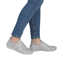 Rieker Damen Slip-On Sneaker, Gr. 37hellgrau multi, Lederimitat, Schuhe, Slipper, Halbschuh, Freizeitschuh mit floraler Musterung
