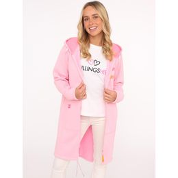 Zwillingsherz Damen Jerseymantel ""Hope Love Luck"", rosa, Gr. S, Sweatware, Obermaterial: 50% Baumwolle, 50% Polyester, M&auml;ntel, mit langem