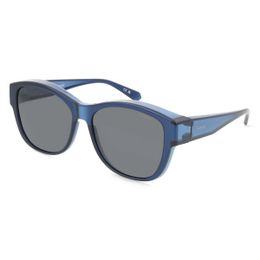 Polaroid PLD 9019/S Fitover | Unisex-Sonnenbrille | Fassung: Vollrand, Eckig, Kunststoff, Blau | Glasfarbe: Grau