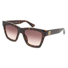 Gucci GG1714S | Damen-Sonnenbrille | Fassung: Vollrand, Cat Eye, Kunststoff, Havanna | Glasfarbe: Braun Verlaufend