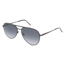 Hugo 207436 | Herren-Sonnenbrille | Fassung: Vollrand, Pilot, Metall, Schwarz Matt | Glasfarbe: Grau Verlaufend