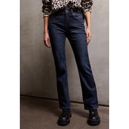 Damen Bootcut-Jeans, blau, Gr. 36, STREET ONE STUDIO, unifarben, Jeans, 72% Baumwolle, 27% Polyester, 1% Elasthan, Jeans, Middle Waist
