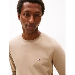 Tommy Hilfiger Herren Langarmshirt "STRETCH SLIM FIT LONG SLEEVE"coastal taupe, Gr. XL, Single Jersey, Obermaterial: 96% Baumwolle, 4% Elasthan,