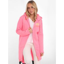 Zwillingsherz Damen Jerseymantel ""Smile Happiness Laugh"", pink, Gr. LXL, Sweatware, Obermaterial: 50% Baumwolle, 50% Polyester, M&auml;ntel, mit