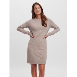 V&eacute;ro Moda VERO MODA Damen Strickkleid "VMDOFFY LS O-NECK DRESS GA NOOS", beige, Gr. S, meliert, Strick, Obermaterial: 94% Polyester, 3% Elasthan, 3% Nylon,